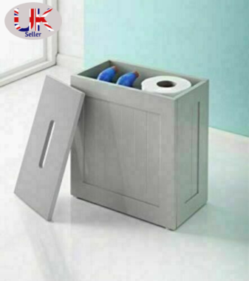 Bathroom Storage Unit Wooden Small Toilet Cleaning Product Tidy Box ...