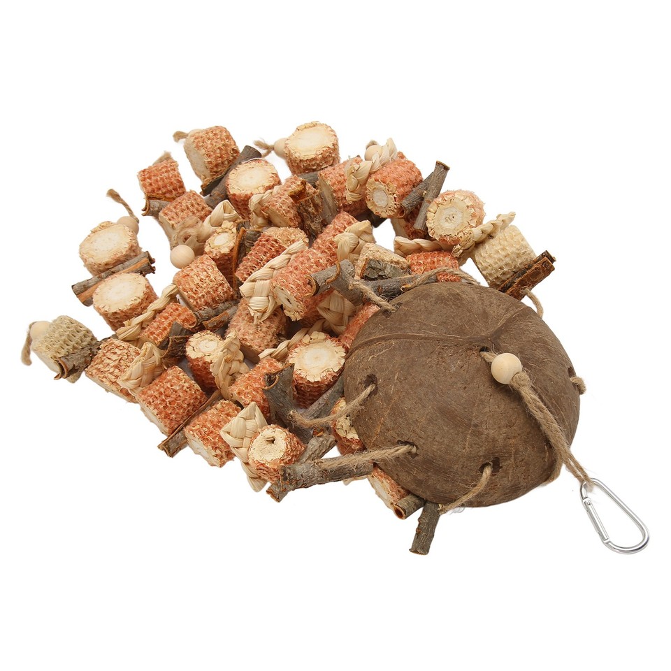 Coconut Shell Bird Chewing Toy Bark Corn Cob Corn Leaves Bite ...