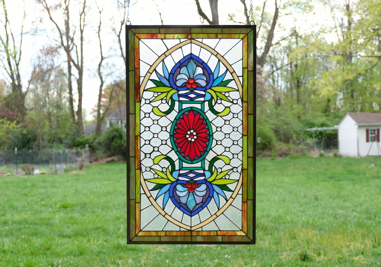 Decorative Jeweled Handcrafted stained glass panel, 20.5" x 34.5" | eBay