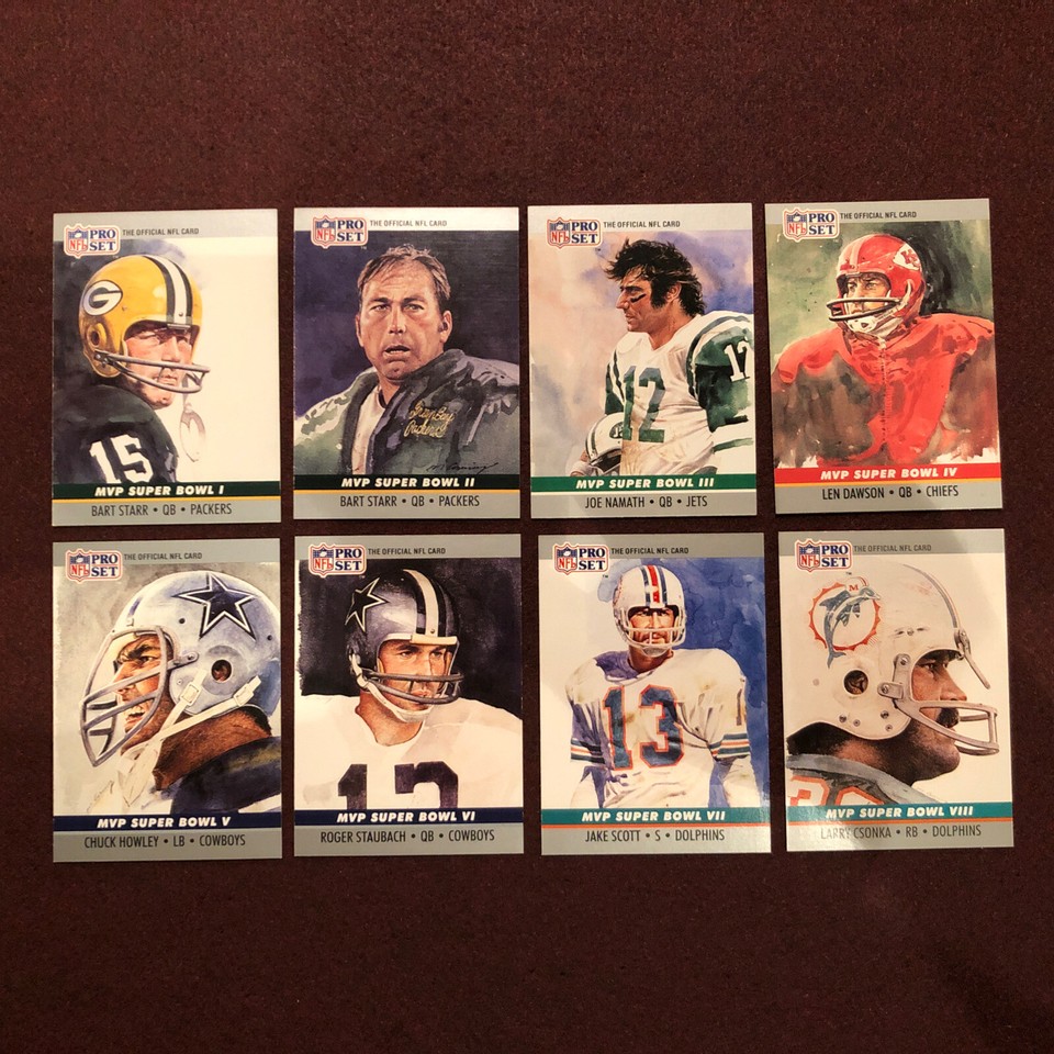1990 NFL Pro set Super Bowl MVP - Complete 24 Card Set Super Bowl I ...