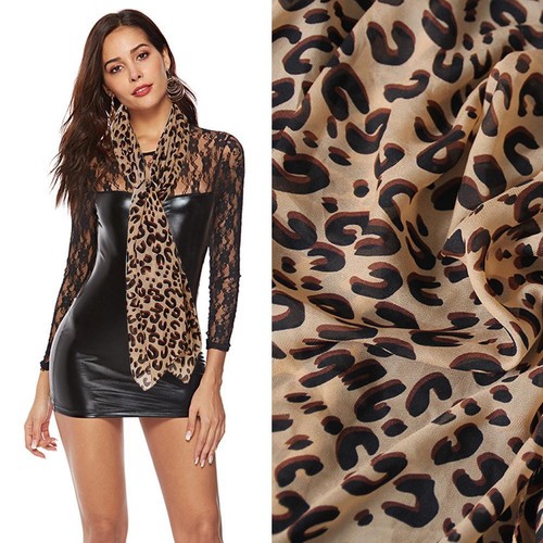 Leopard Print Scarf Women Vintage Chiffon Stole Soft Harajuku Casual H8 ...