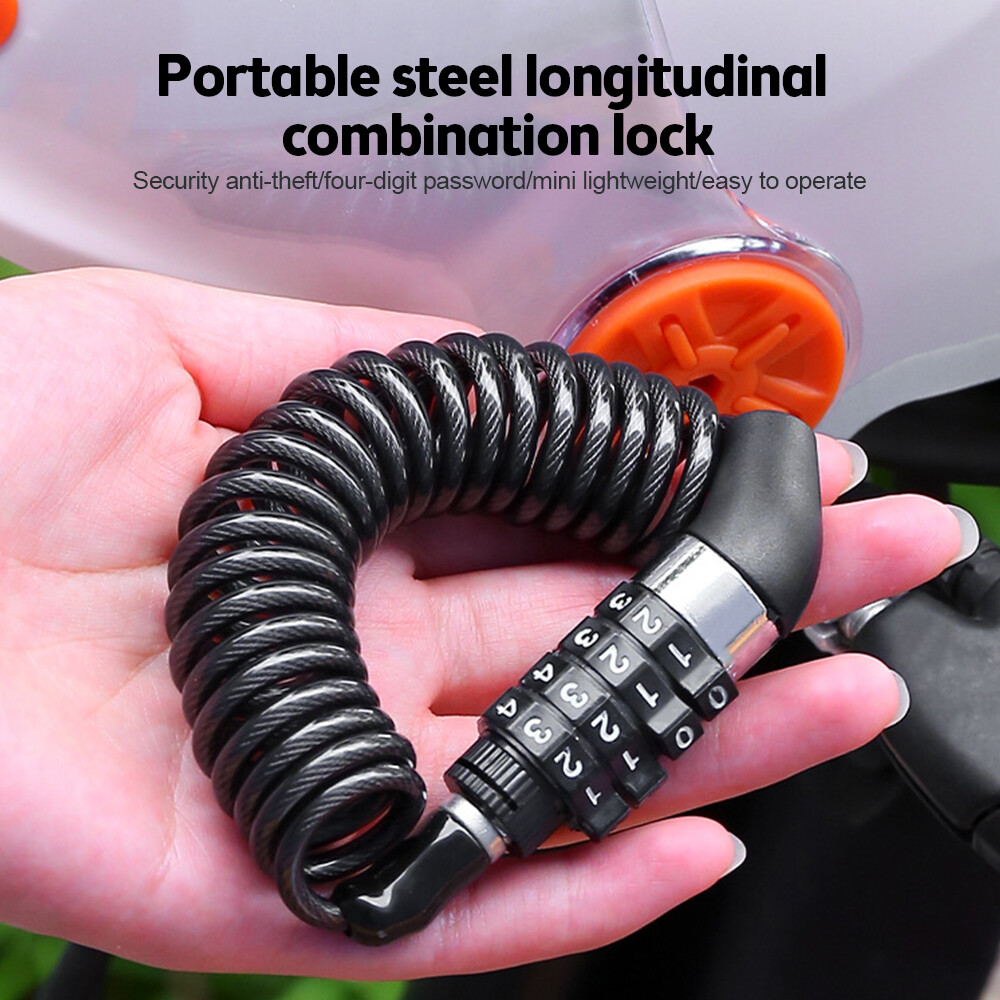 Motorcycle Helmet Lock & Cable Code Combination PIN Locking Carabiner ...