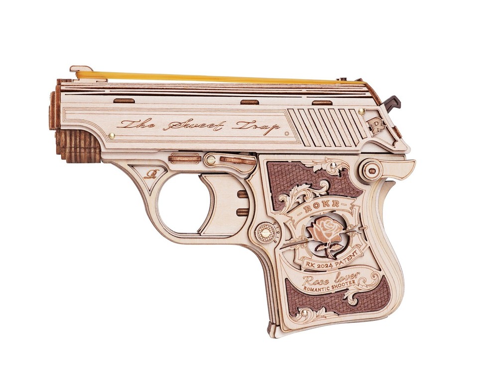 ROKR Min Mechanical Construciton Craft Gun Toys 3D Puzzle Wooden Model ...