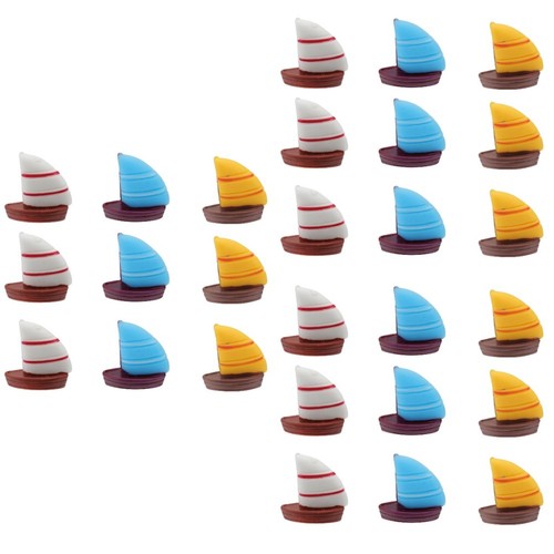 3 PCS Miniature Sailing Boat Small Model Marine Cake Topper Figurine ...