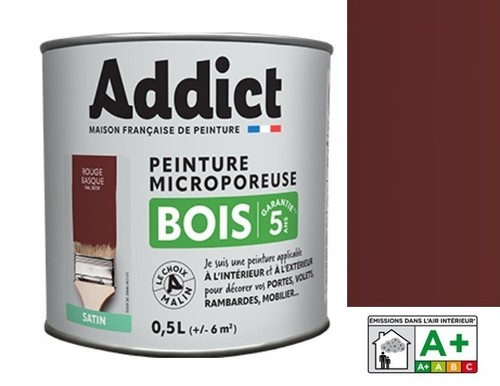 Peinture spéciale bois glycéro ral 3019 rouge basque satin 0.5L ADDICT ...
