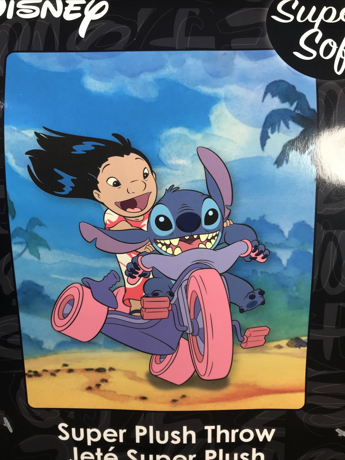 Northwest Disney Lilo & Stitch Riding A Tricycle Bike Soft Plush Throw ...