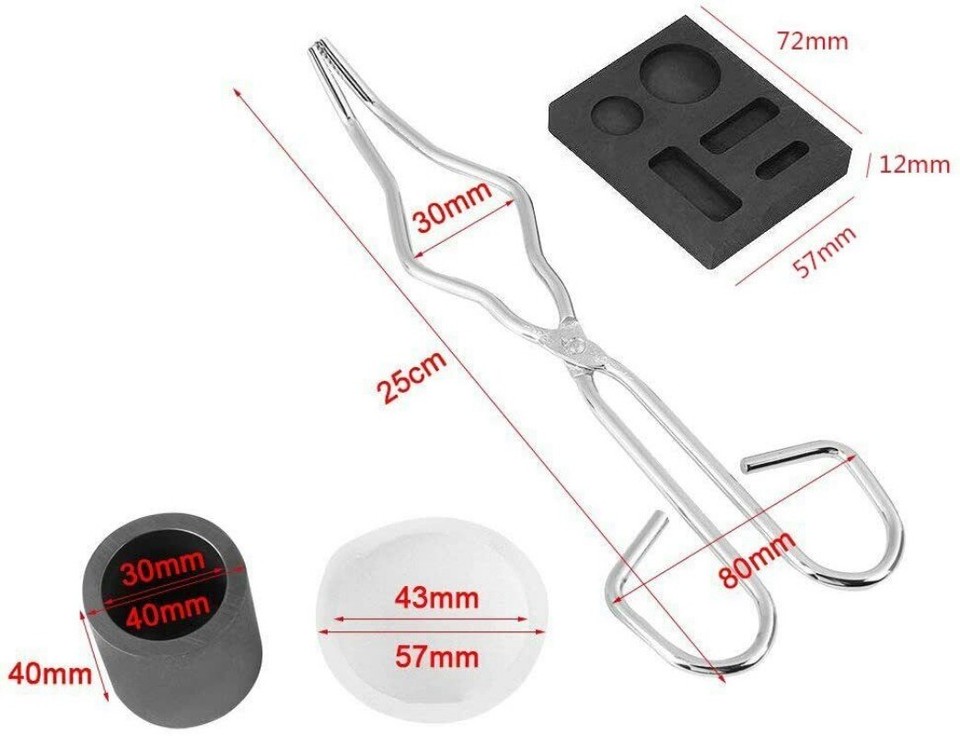 4Pcs Crucible Tong 5-in-1 Graphite Ingot Mold Set for Torch Melting ...