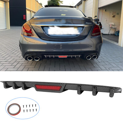 For Mercedes-Benz W203 W204 W205 Carbon Fiber Rear Bumper Diffuser ...
