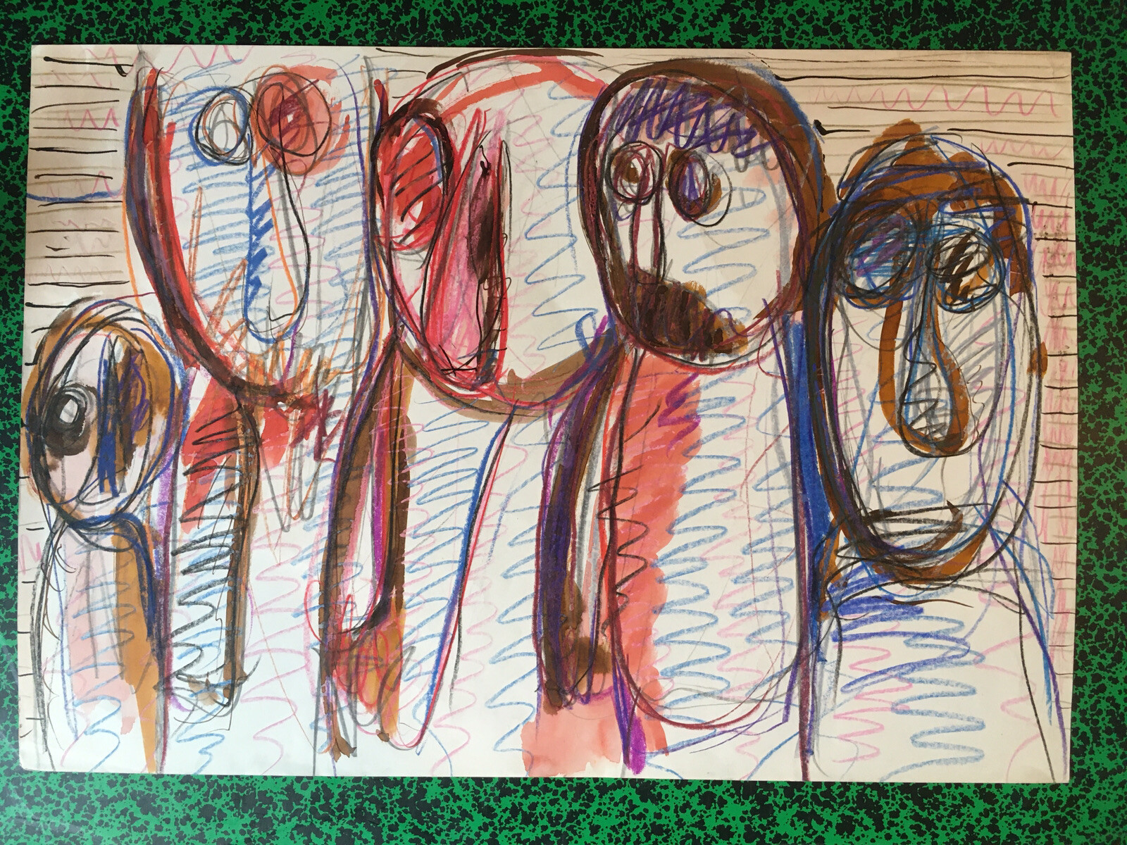 Very Nice Drawing Chalk Oily Art Raw Outsider 1978 Surreal Bernard ...