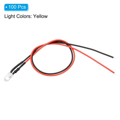 100pcs 12V 5mm LED Light Emitting Diodes Pre Wired Mini LED Lamp Bulb ...