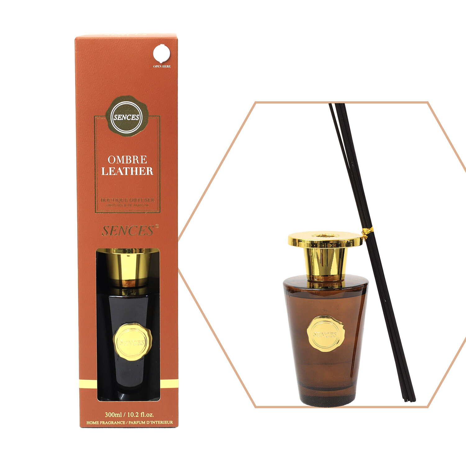 Baltus Reed Diffuser 300ml Scented Wick Fragrance Ombre Leather ...