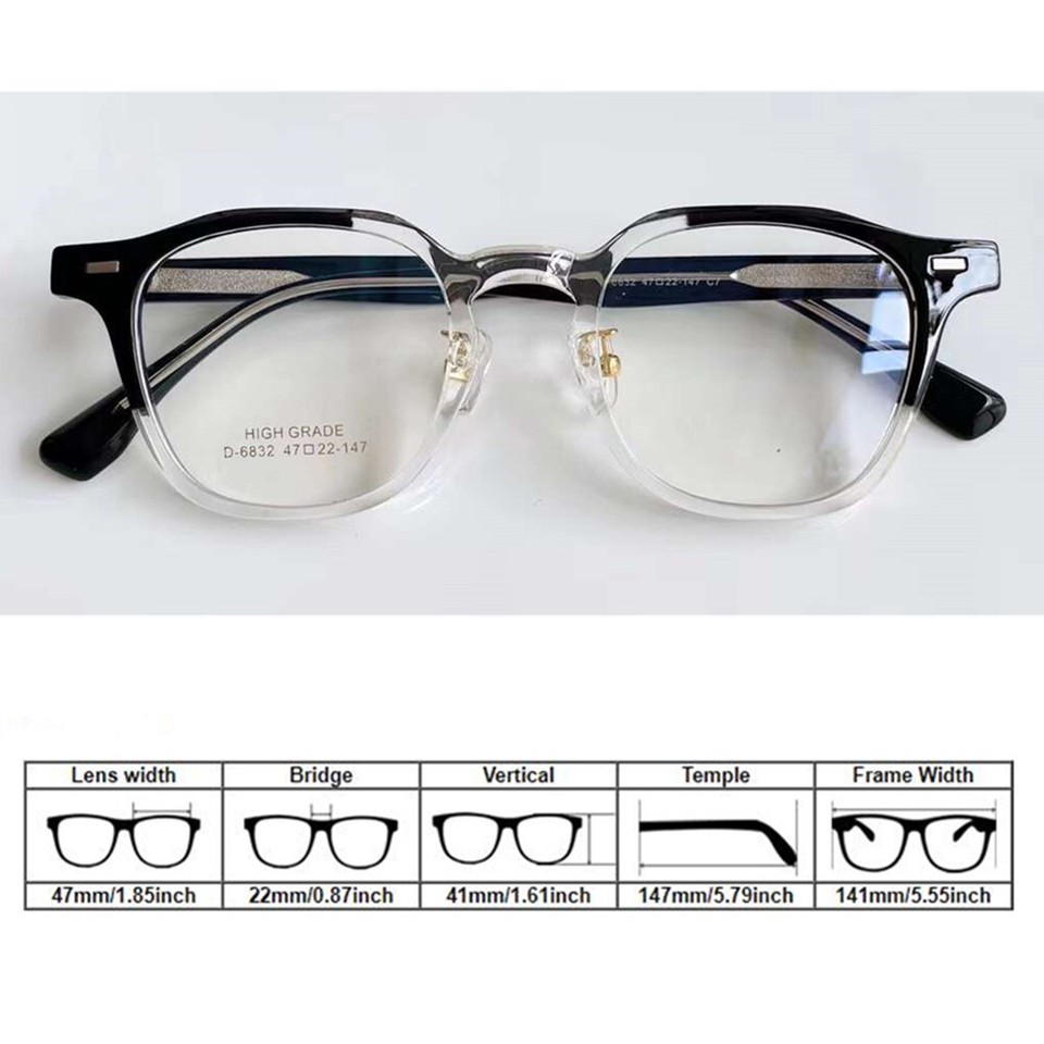 Retro Square Eyeglasses Lighted High Grade Frames Acetate Glasses Men ...