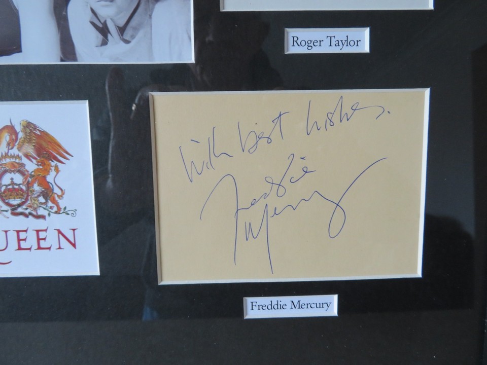 Queen - Authentic set of signatures , including Freddie Mercury ...