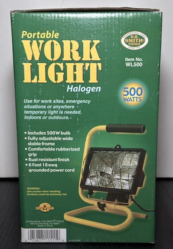 H.B. Smith Tools Portable Work Light 500 Watts Halogen WL500 New In Box ...