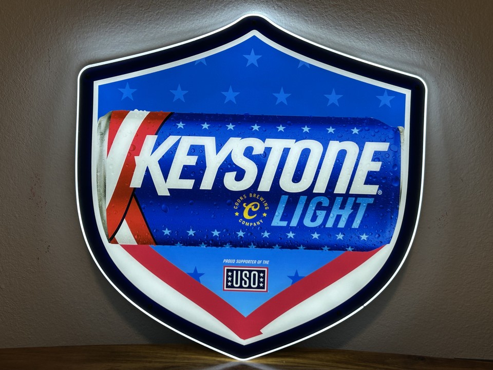 KEYSTONE LIGHT BEER LED BAR SIGN MAN CAVE LIGHTED DECOR AMERICAN CAN ...