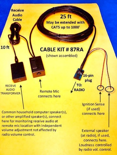 Cable Kit # 87RA Remote Mic Extension Motorola Maxtrac GM300 CM200 ...