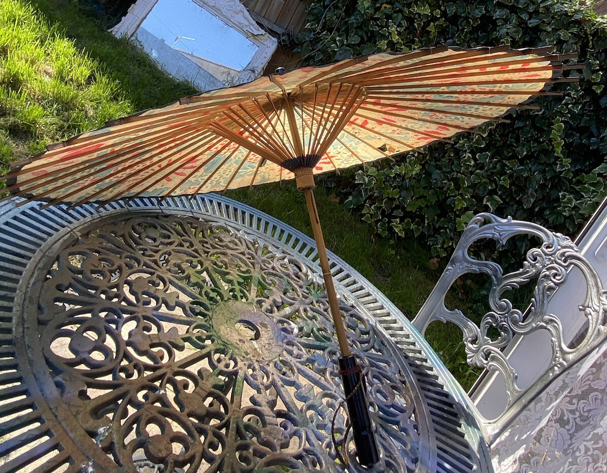 Vintage Japanese Rice Paper Parasol 192049image Vintage Japanese Asian