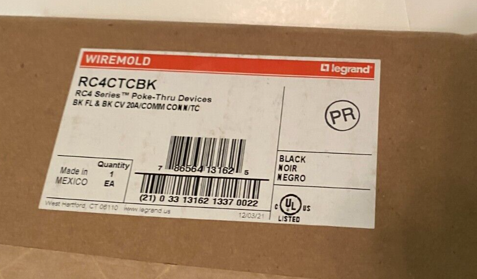 WIREMOLD RC4CTCBK RC4 Series Poke-Thru Finish Flange - Black - 8-1/4" D ...
