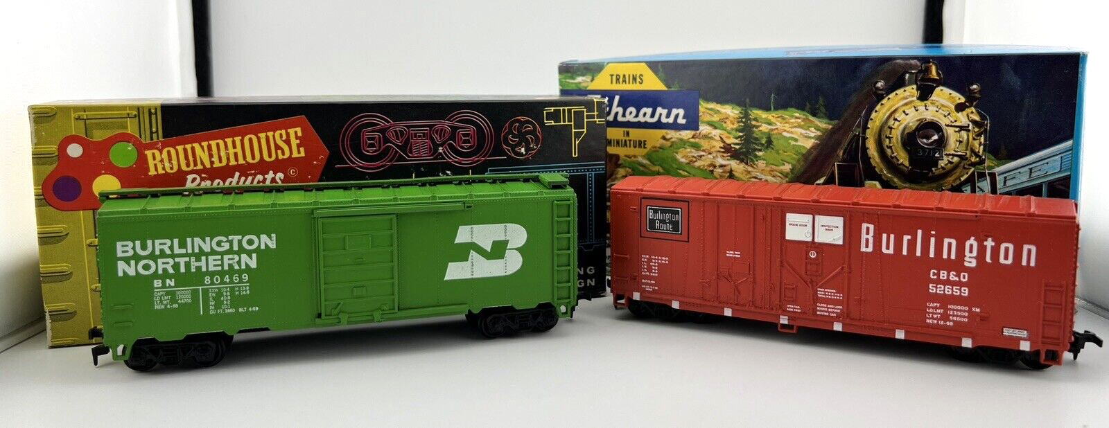 LOT OF 2-Athearn/Roundhouse HO Scale Burlington Northern 40' Box Cars ...