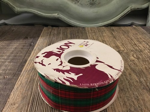 CHRISTMAS Vintage Ribbon~ Lion * 40 Yards Fab Plaid All Fabric RIBBON ...