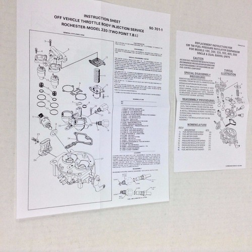ROCHESTER THROTTLE BODY KIT TBI MODEL 220 1986-1994 CHEVY GMC TRUCK V6 ...