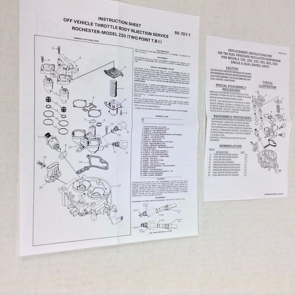 ROCHESTER THROTTLE BODY KIT TBI MODEL 220 1986-1994 CHEVY GMC TRUCK V6 ...