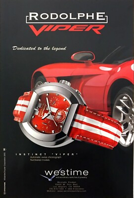 2003 Rodolphe Instinct Viper Car Chronograph photo "The Legend" vintage ...