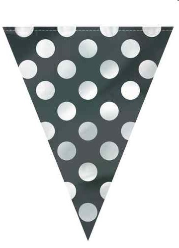 POLKA DOTS FLAG BANNER-12 FEET, PLASTIC PENNANT BUNTING FOR ALL ...