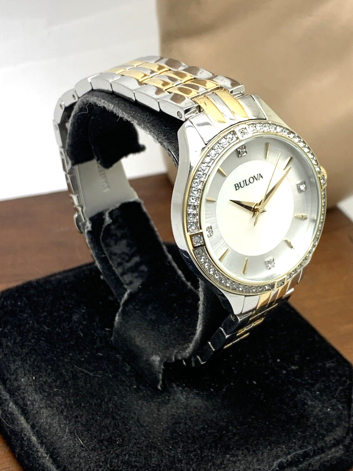 Bulova Women's Watch 98L273 Mother of Pearl Dial Crystal Accent Two ...