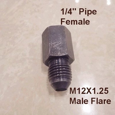Pipe Fitting 1/4" NPT Female to Metric M12 M12X1.25 Male Flare Adapter ...