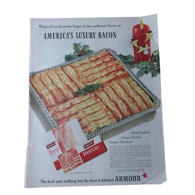 1940s Armour - America's Luxury Bacon - Vintage Print Ad | eBay