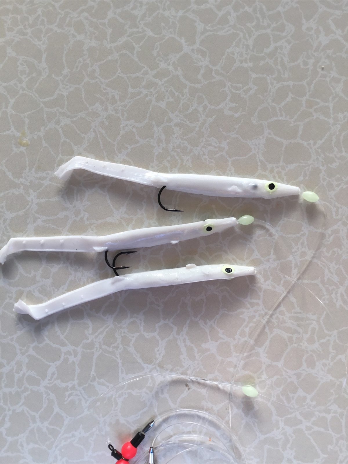 sea fishing ready tied cod and pollock rigs on 3/0 Hooks White Sandeel ...