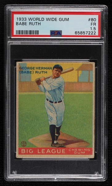 1933 World Wide Gum Big League Chewing Gum - V353 #80 Babe Ruth for ...