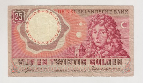 Netherlands 25 gulden banknote 1955 P# 87 Christiaan Huygens | eBay