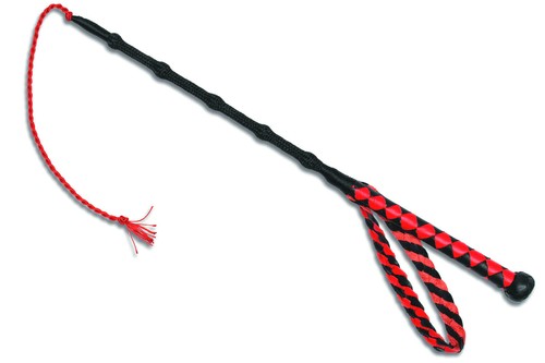 Gerte Peitsche 75cm aus Schwarz/Rotem Leder mit roter Bandspitze | eBay