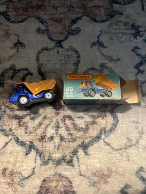 MATCHBOX SUPERFAST #23 ATLAS DUMP TRUCK, BLUE, SILVER PAINTED BASE ...