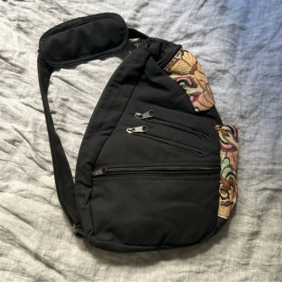 Vintage Sawyer Creek Floral Tapestry Pocket One Shoulder Sling Backpack ...