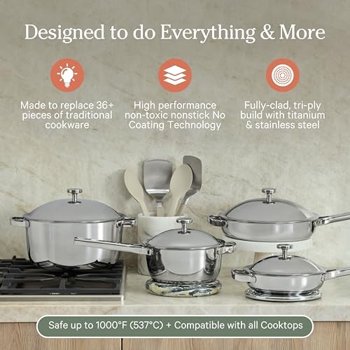 Titanium Pro Cookware Set (4-Piece) – Always Pan & Perfect Pot | Chrome ...