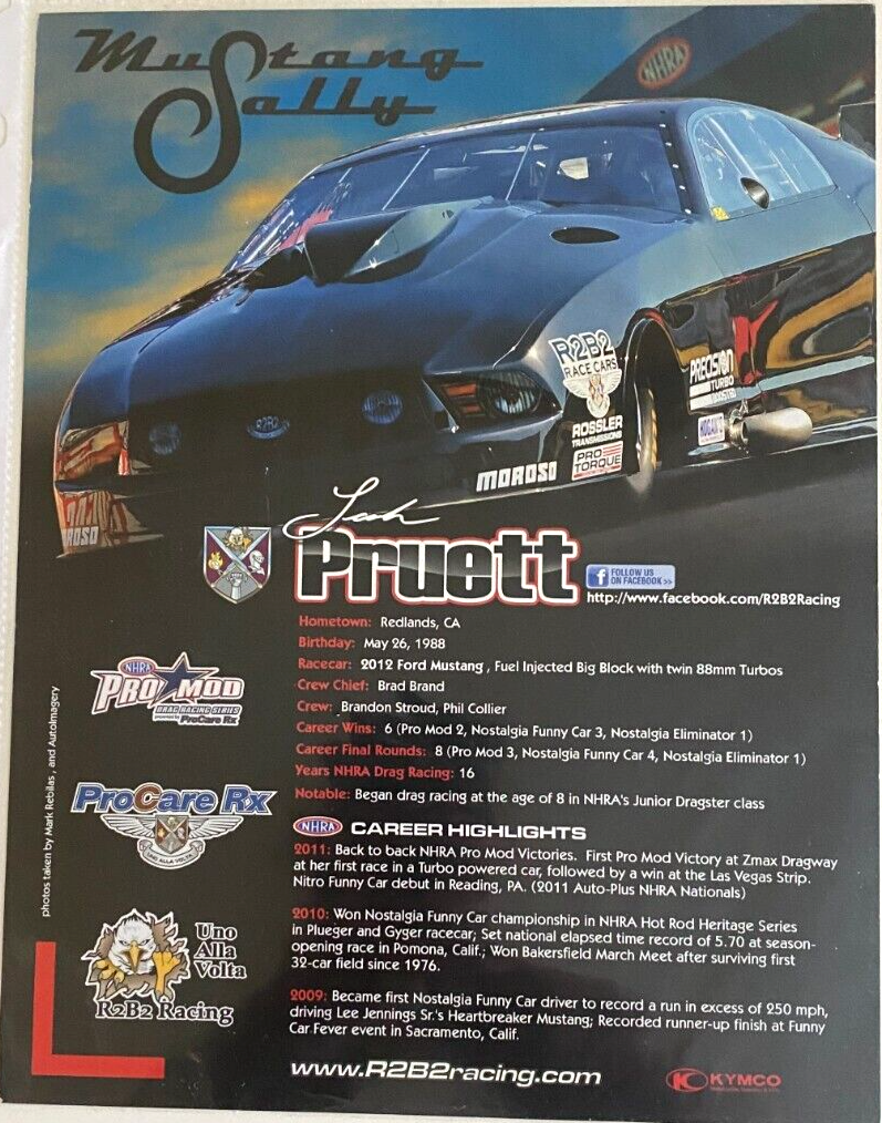 LEAH PRUETT PRITCHETT SIGNED MUSTANG SALLY NHRA PRO MOD DRAG RACING ...