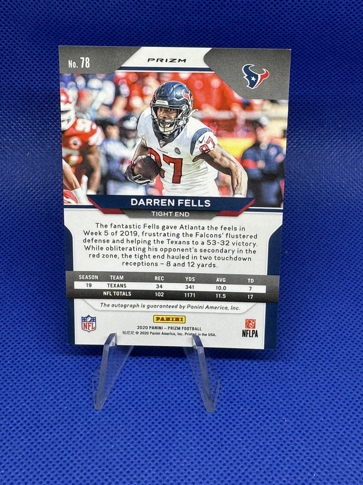 2020 Panini Prizm Silver Prizm Darren Fells Auto #78 Houston Texans ...