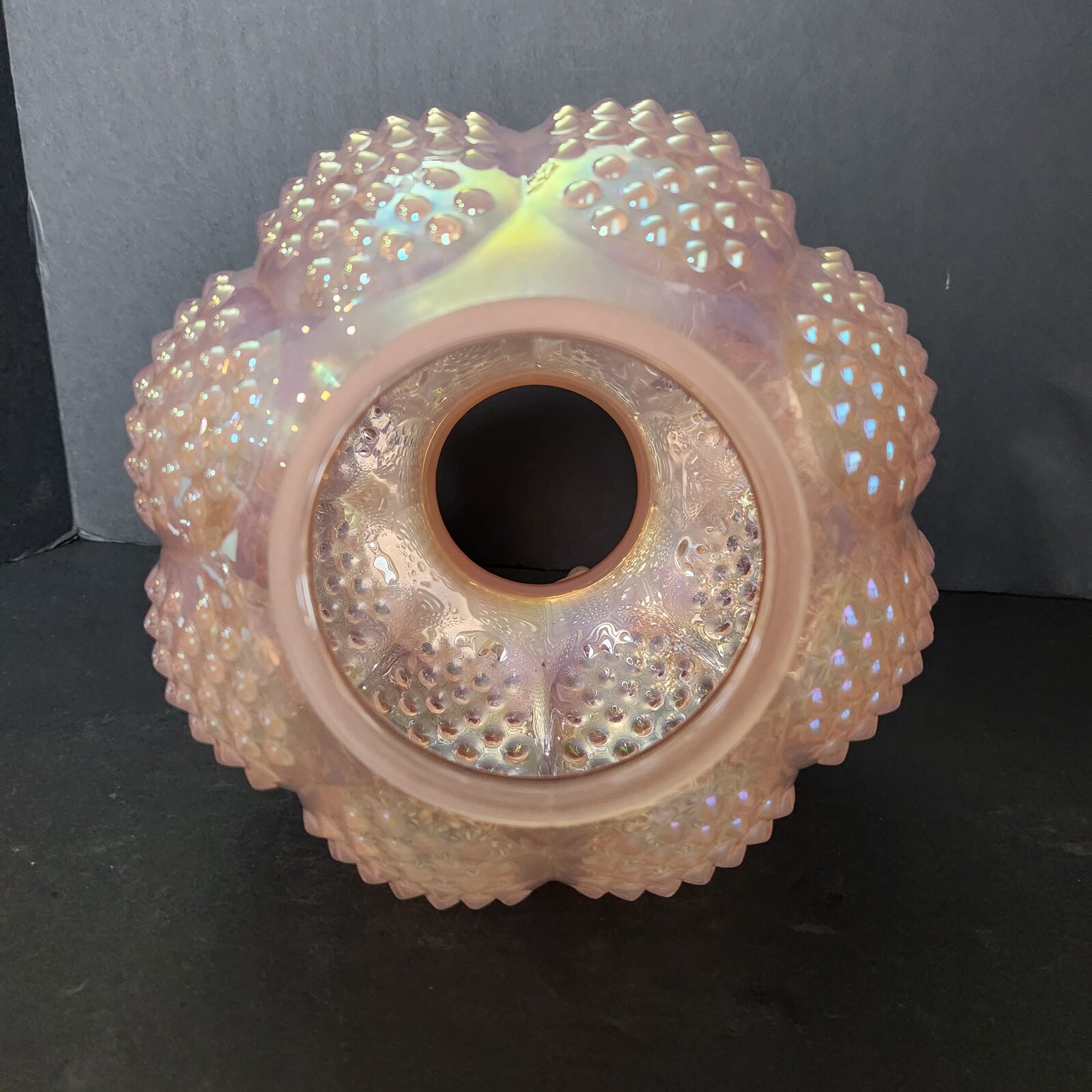 Fenton Glass Lamp Pink Hobnail Iridescent Opalescent Melon GWTW ...