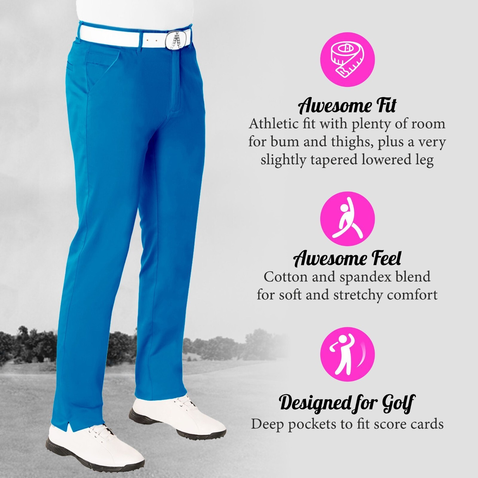 Royal and Awesome Men`s Golf Pants Why So Blue Golf Pants Waist 30 - 44 ...