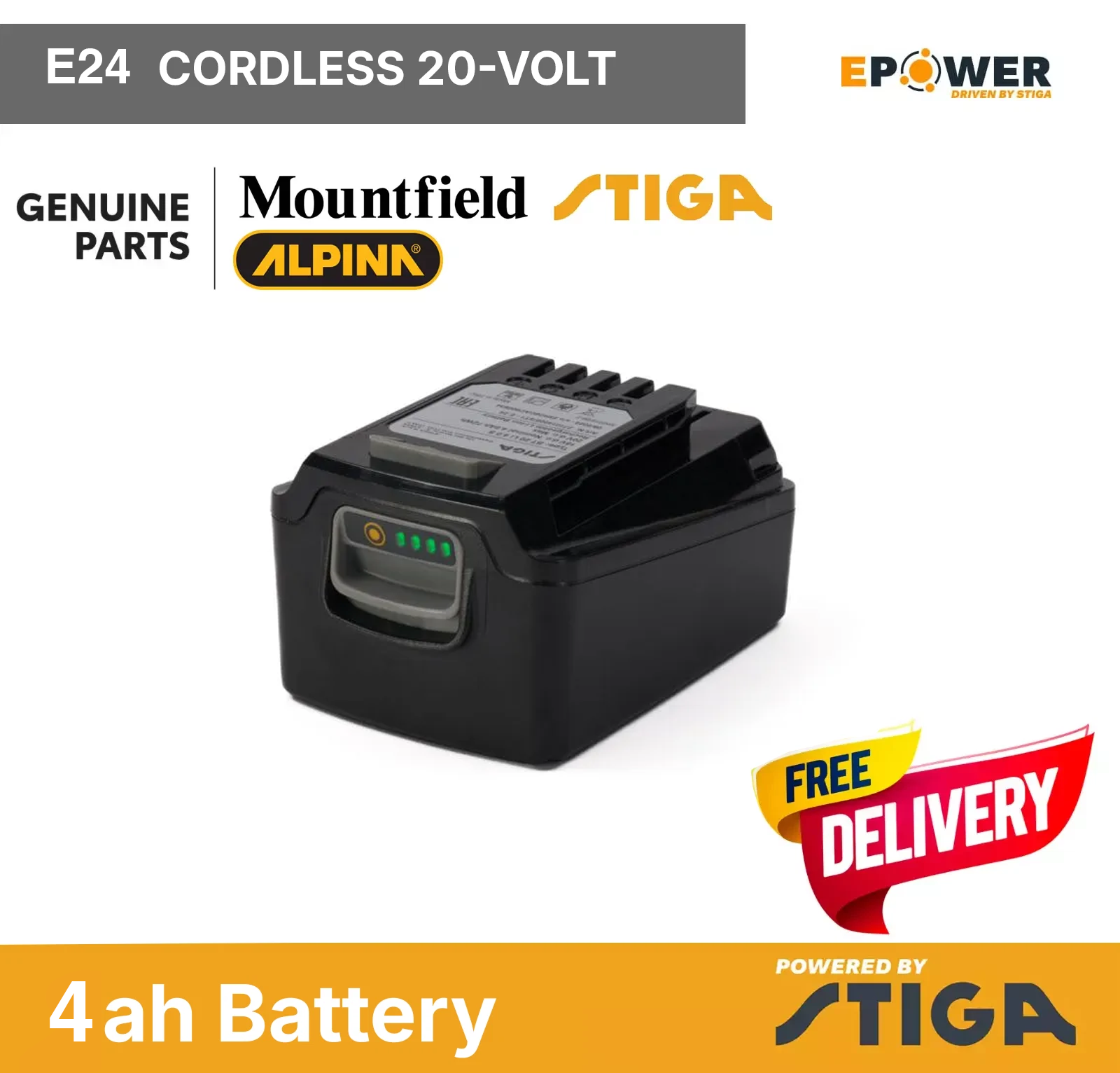 Stiga Mountfield Alpina E24 Battery 20v / 4Ah 271014008/ST1 - 40% OFF ...