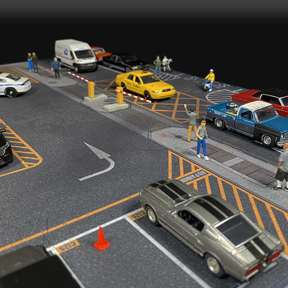 1/64 Police NYPD Parking Diorama Rubber Mouse Pad for Hot Wheels ...