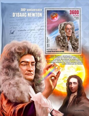 ISAAC NEWTON Science/Telescope/Prism Space Stamp Sheet #2 (2023 Central ...