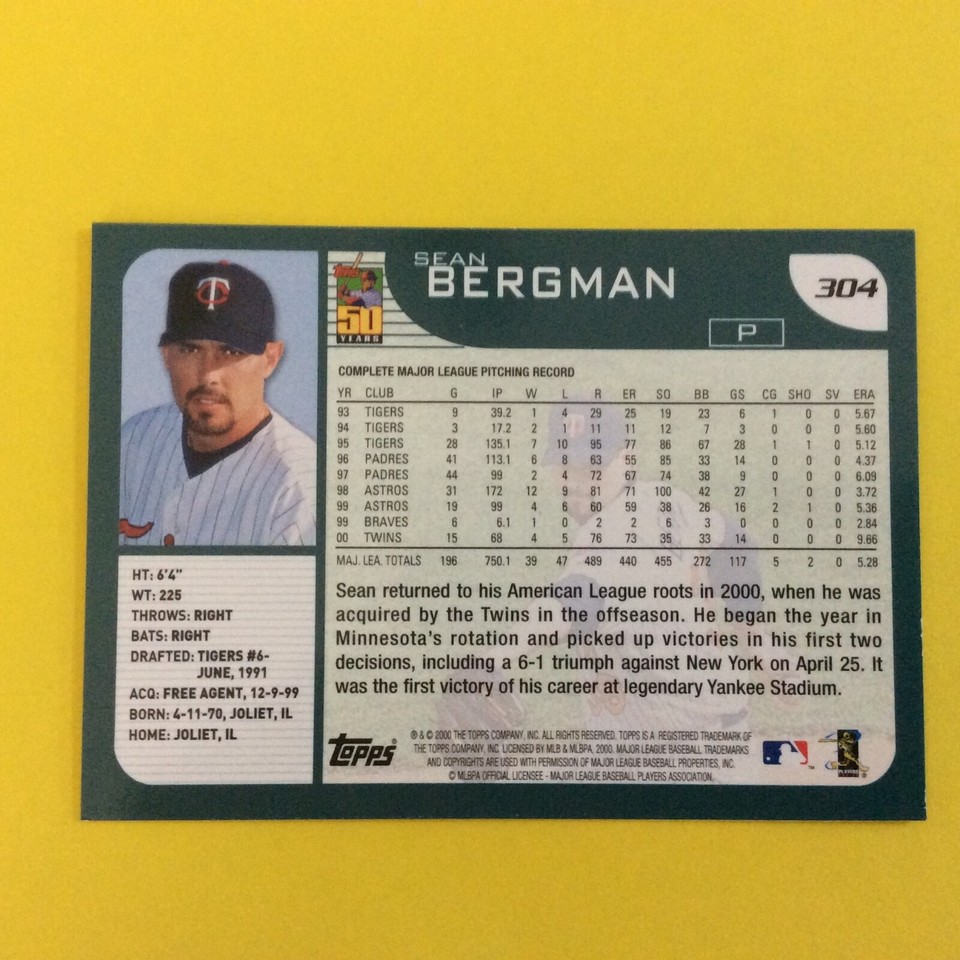 2001 Topps #304 Sean Bergman Minnesota Twins | eBay