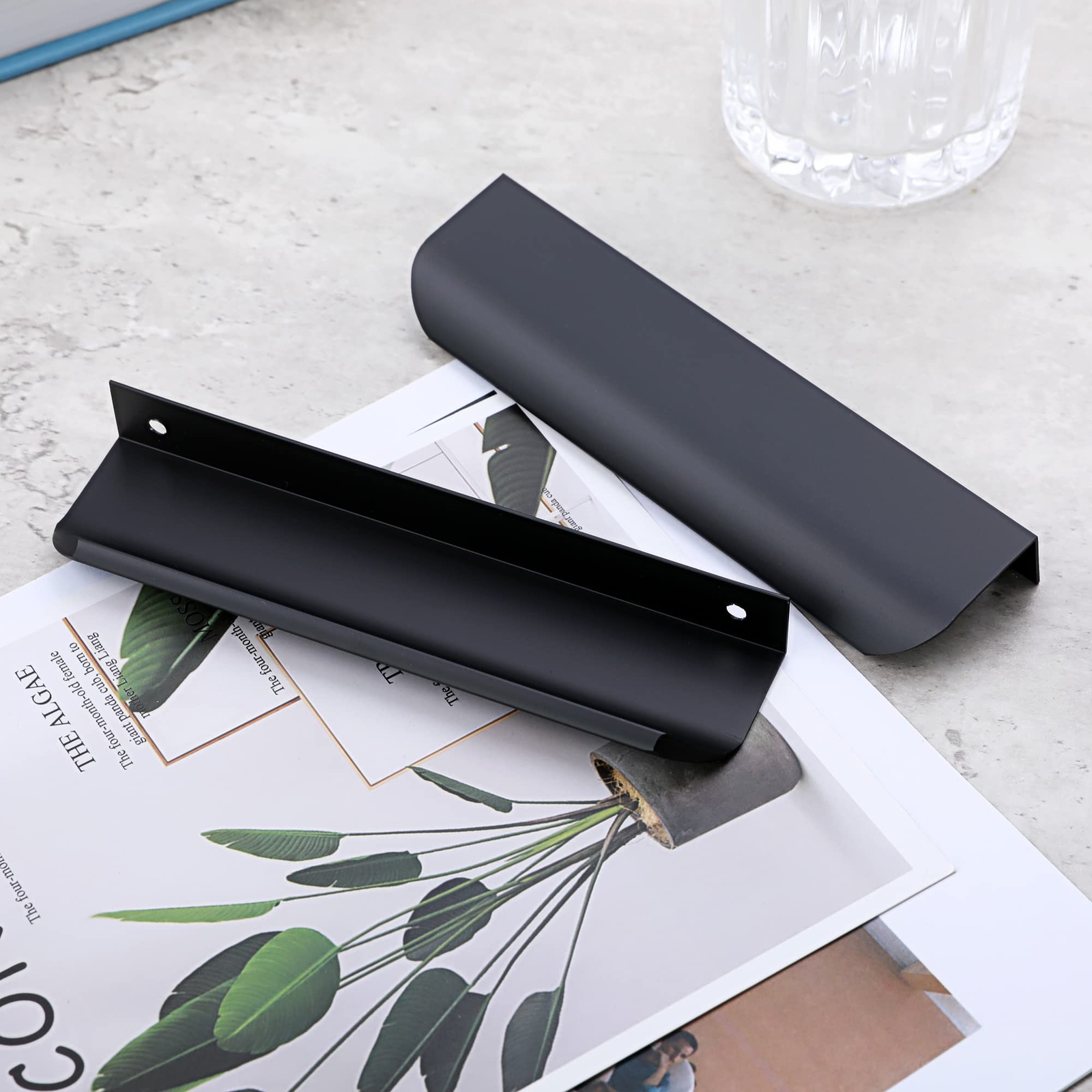 5 Pack Black Finger Edge Pulls for Cabinets 6" Drawer Pulls Kitchen ...