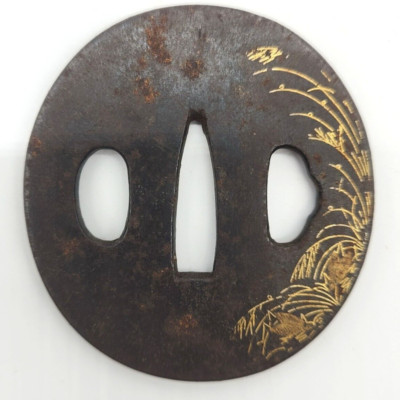 Antique Japanese TSUBA – SAMURAI Sword Guard for TANTO Sword Fittings ...