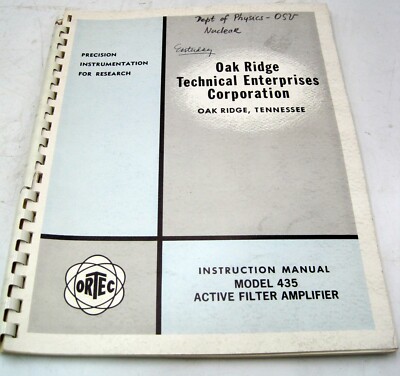 Ortec EG&G 435 Active Filter Amplifier NIM Bin Instruction Manual | eBay