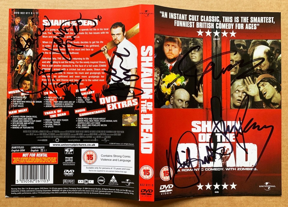 SHAUN OF THE DEAD SIGNED DVD Signed by Simon Pegg, Nick Frost, Edgar ...